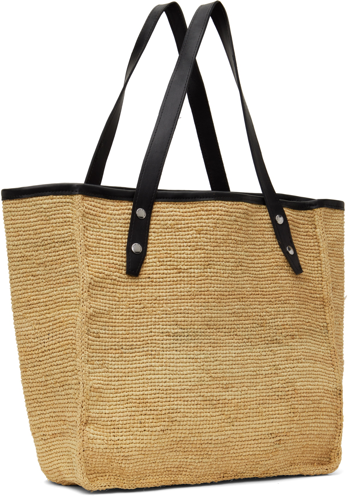 rag & bone Beige Daily Leather-Trimmed Straw Tote Rag and Bone