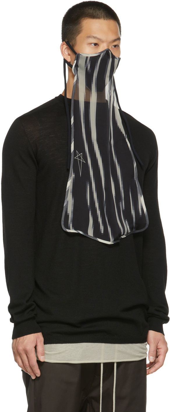 Rick Owens Black & White Silk Long Mask Rick Owens