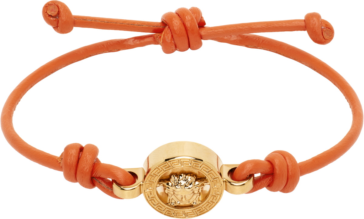 Versace Orange Medusa '95 Leather Bracelet Versace