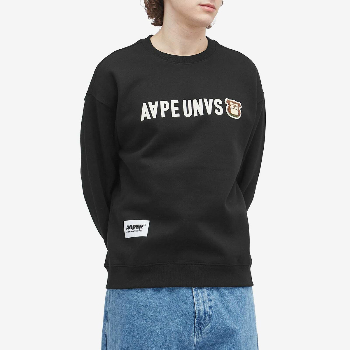 Men's AAPE UNVS Dog Sweatshirt in Black AAPE by A Bathing Ape