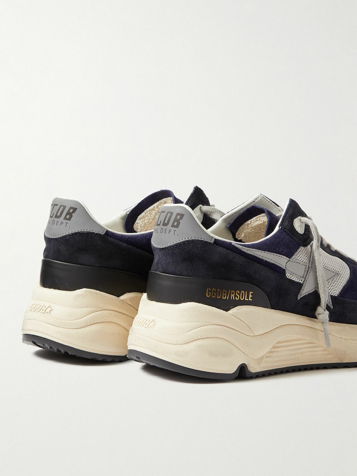 Golden Goose - Leather-Trimmed Mesh and Suede Sneakers - Blue Golden ...