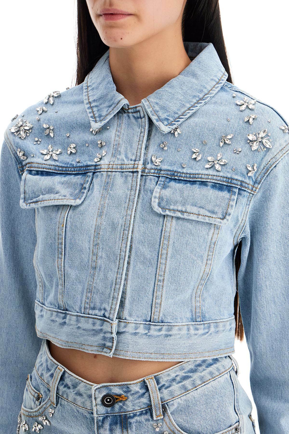 SELF PORTRAIT cropped denim jacket for women Blue Self-Portrait