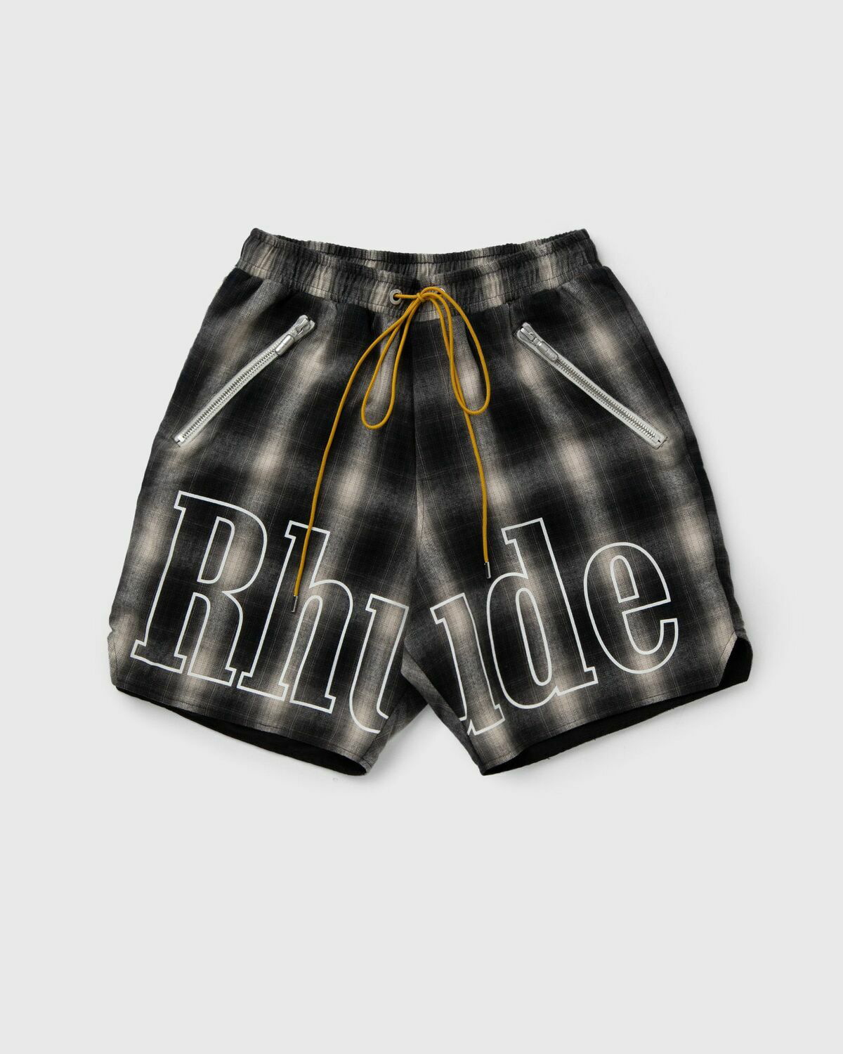 Rhude Plaid Logo Short Black Casual Shorts Rhude