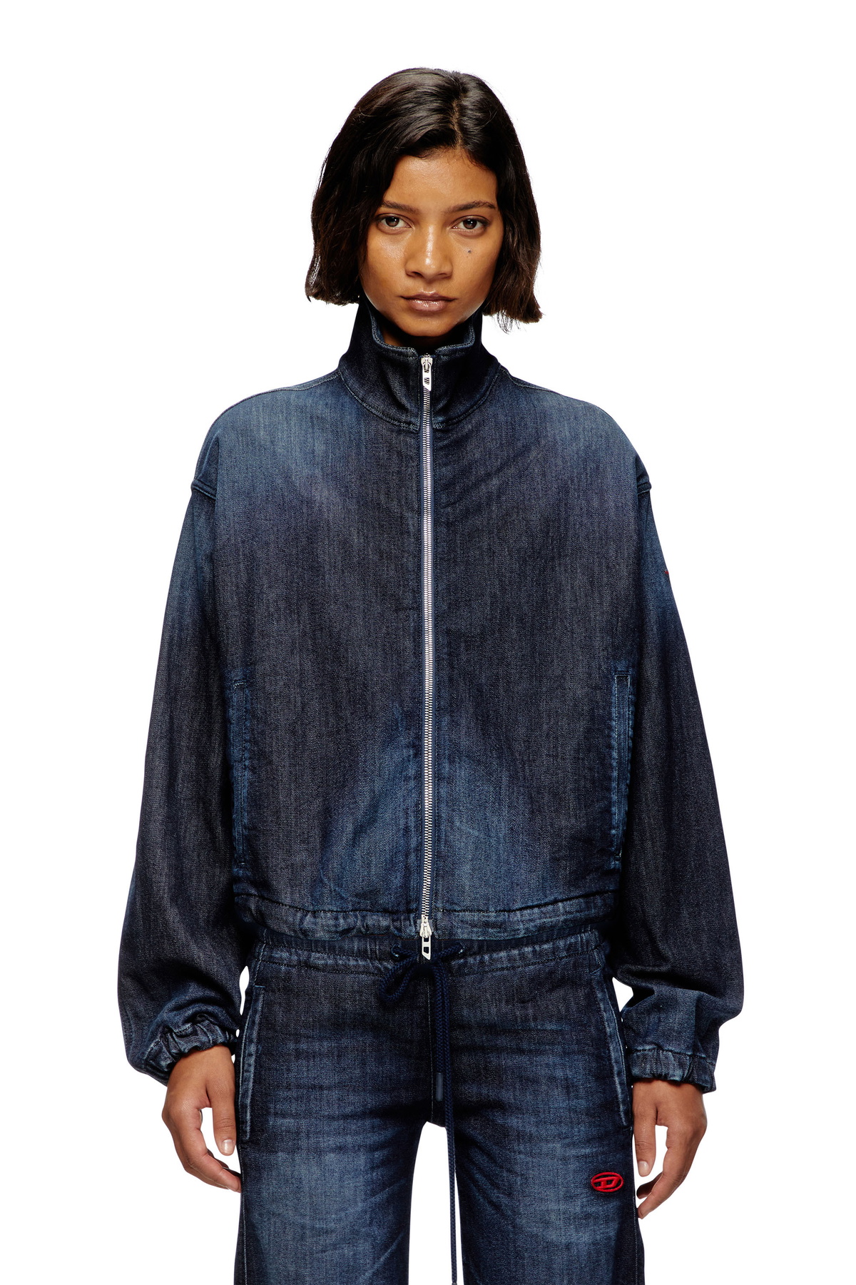 Diesel High-neck Jogg Jeans jacket - Denim Jackets Womens in Blue Diesel