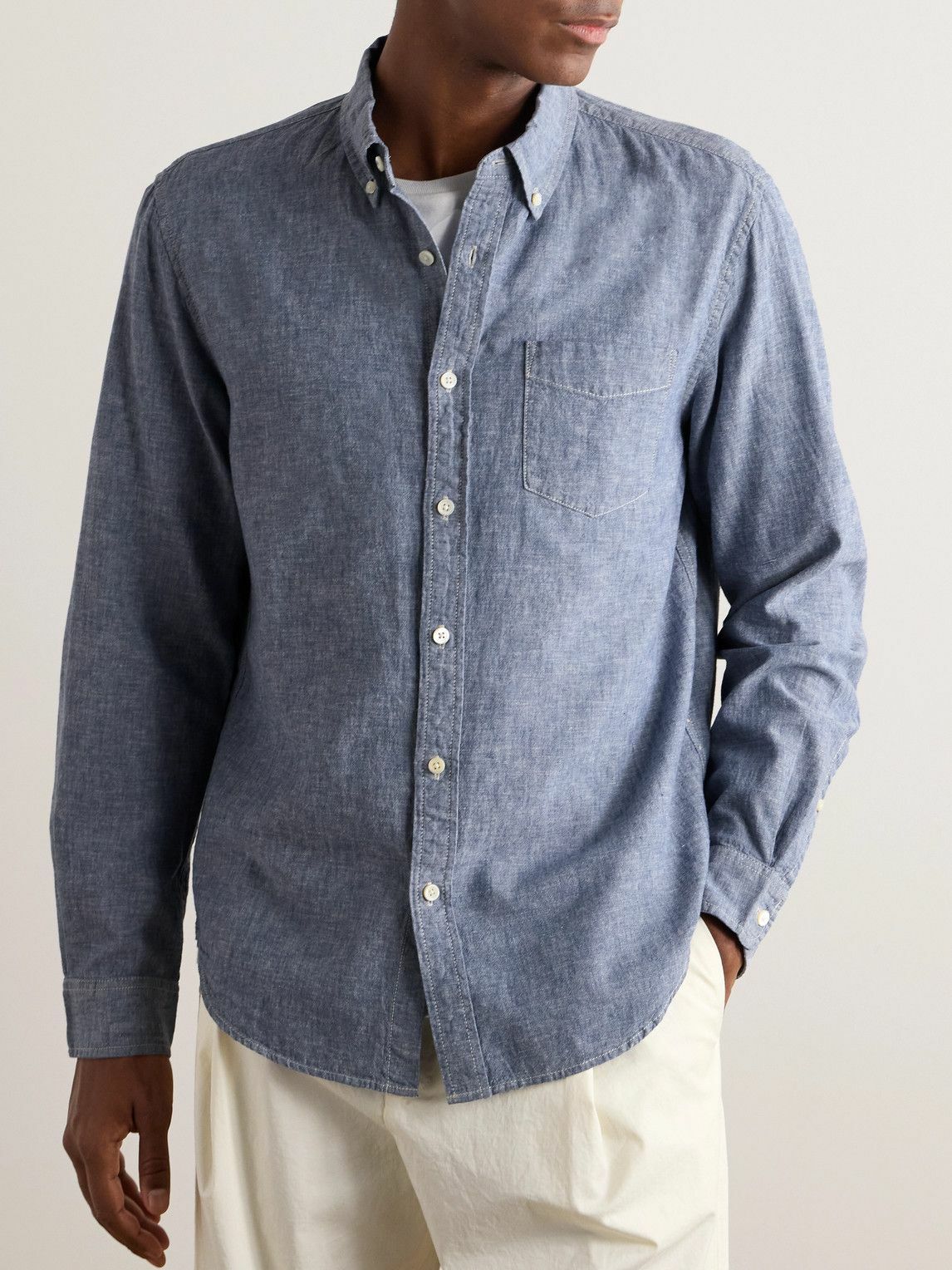 Alex Mill - Button-Down Collar Linen and Cotton-Blend Chambray Shirt - Blue Alex Mill