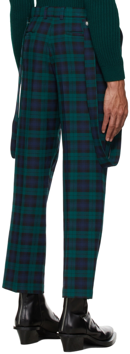 Thebe Magugu Green & Navy Check Trousers