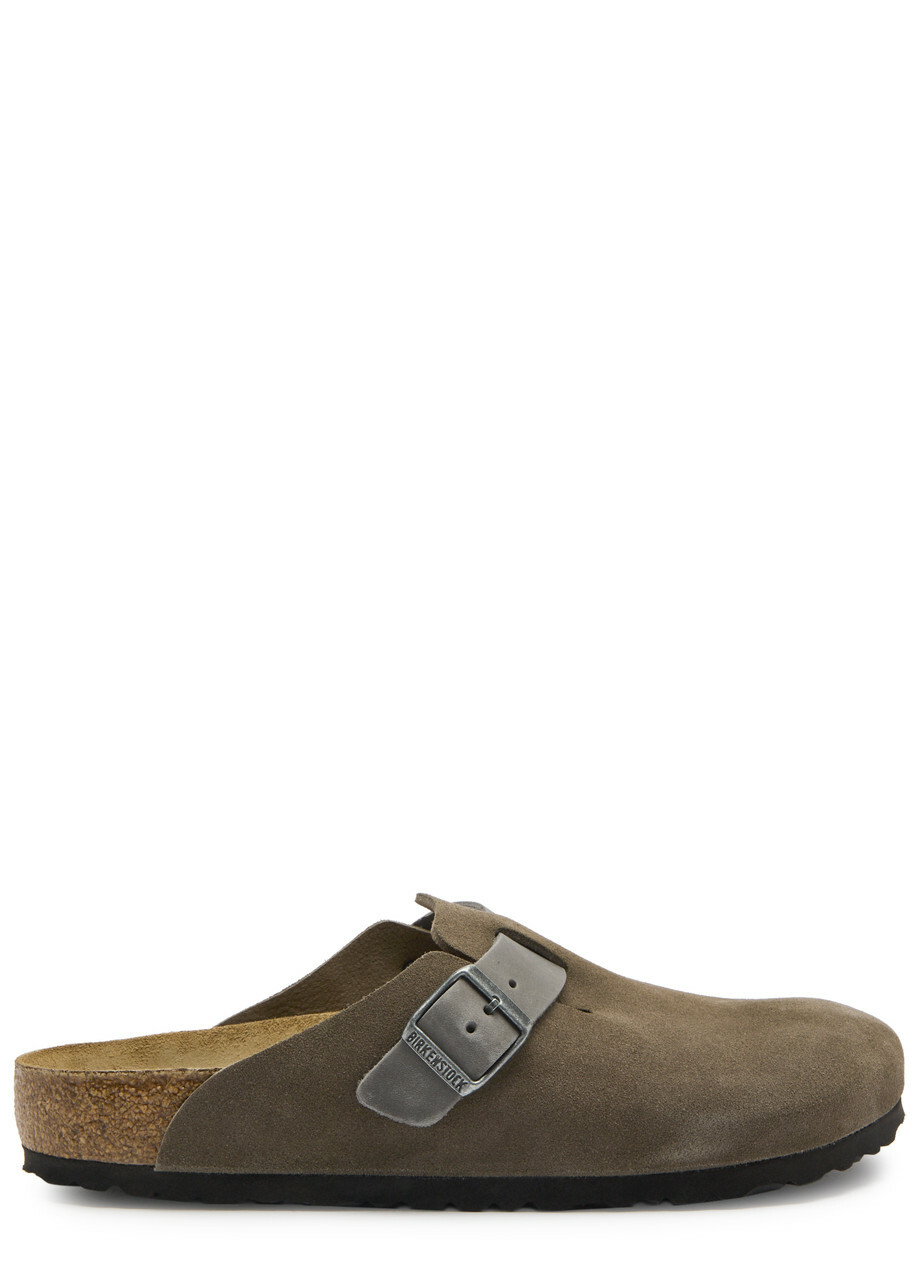 Birkenstock Boston Suede Sliders Grey Birkenstock