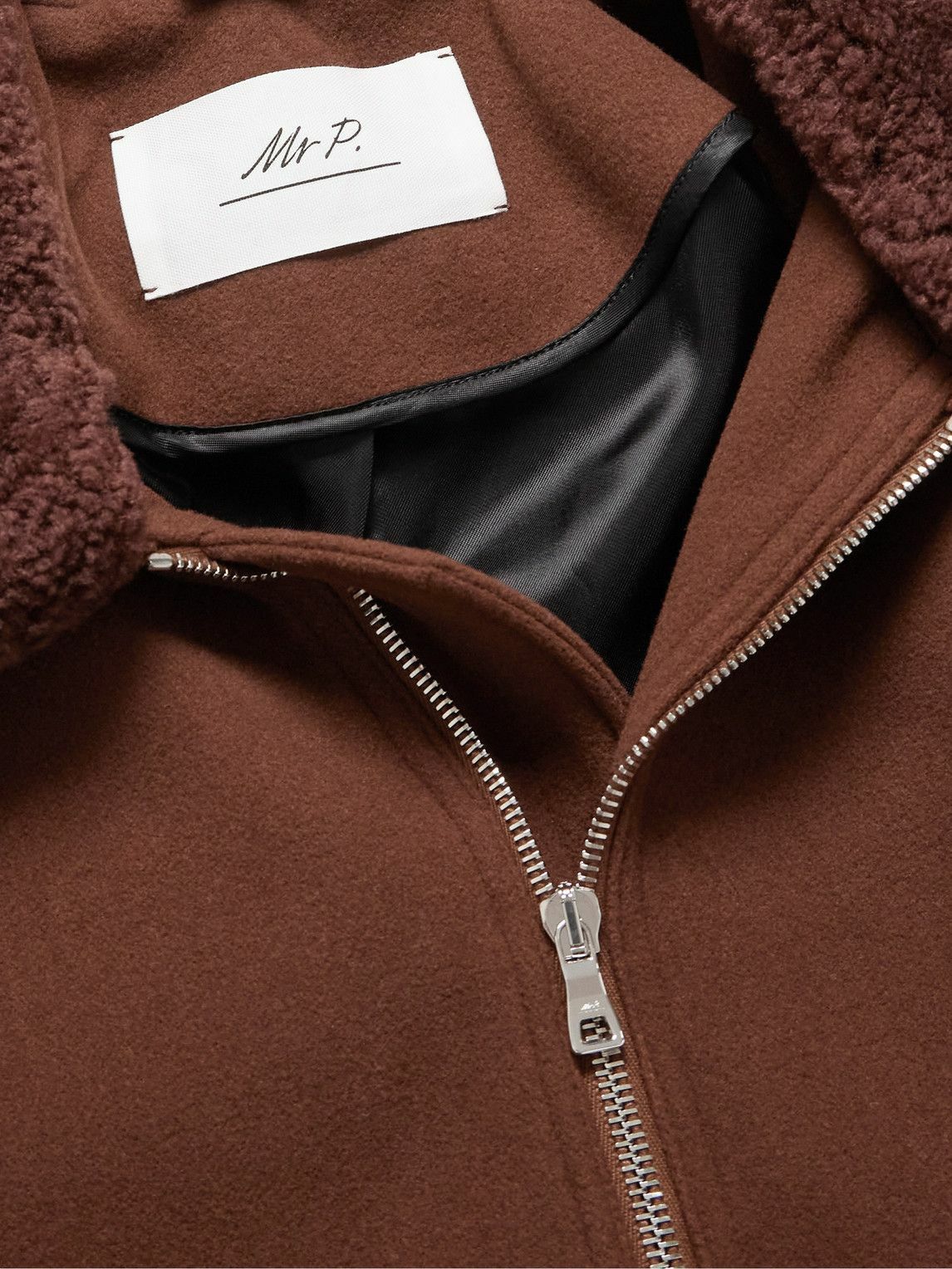 Mr P. - Shearling-Trimmed Wool-Blend Bomber Jacket - Brown Mr P.