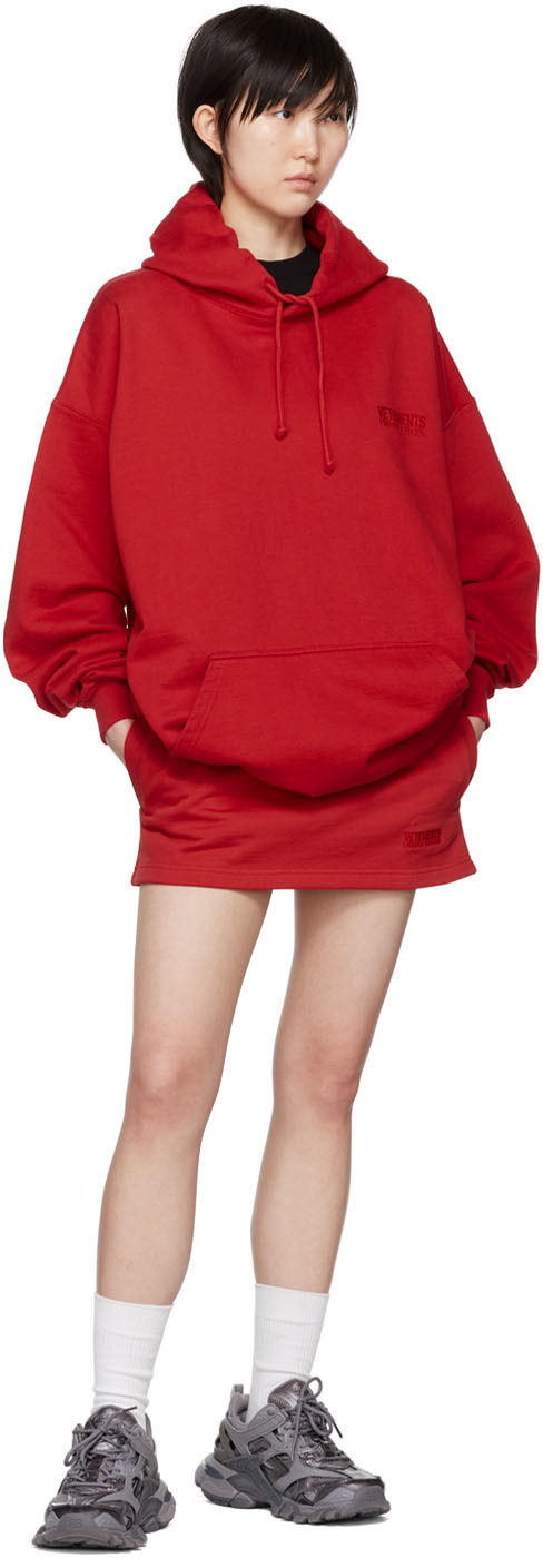 VETEMENTS Red Embroidered Hoodie Vetements