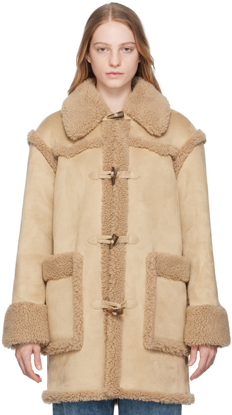M05CH1N0 JEANS Beige Toggle Faux-Leather Coat