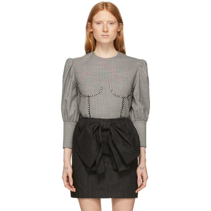 MSGM Black and White Breast Detail Blouse MSGM