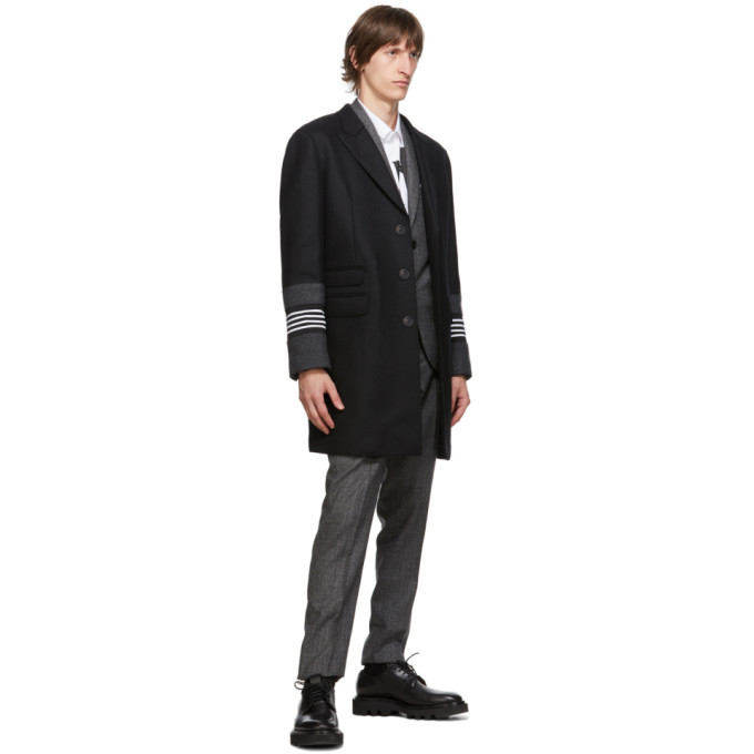 Neil Barrett Black Raw Edge Stripe Coat Neil Barrett