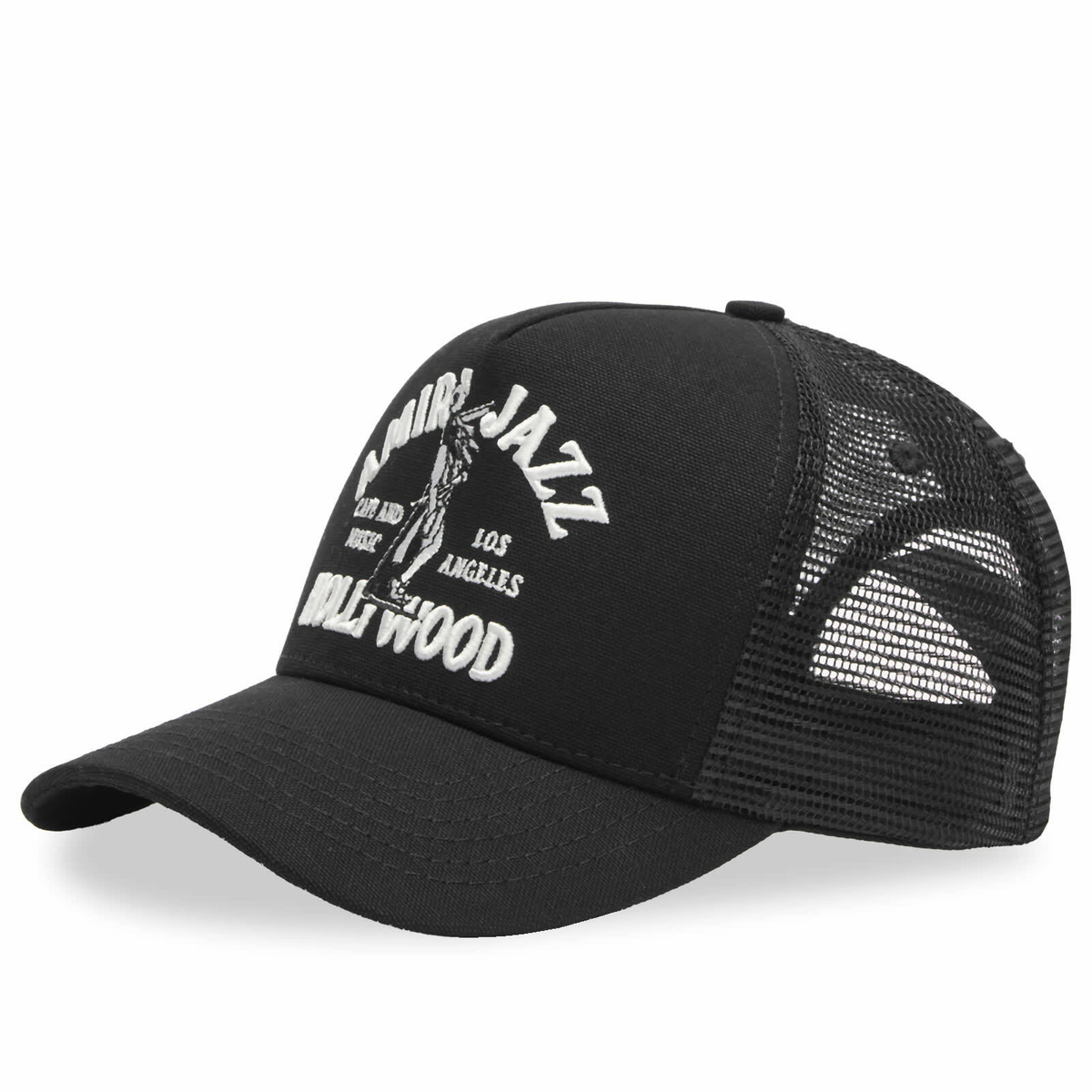 AMIRI Men's Jazz Wolf Trucker Hat in Black Amiri