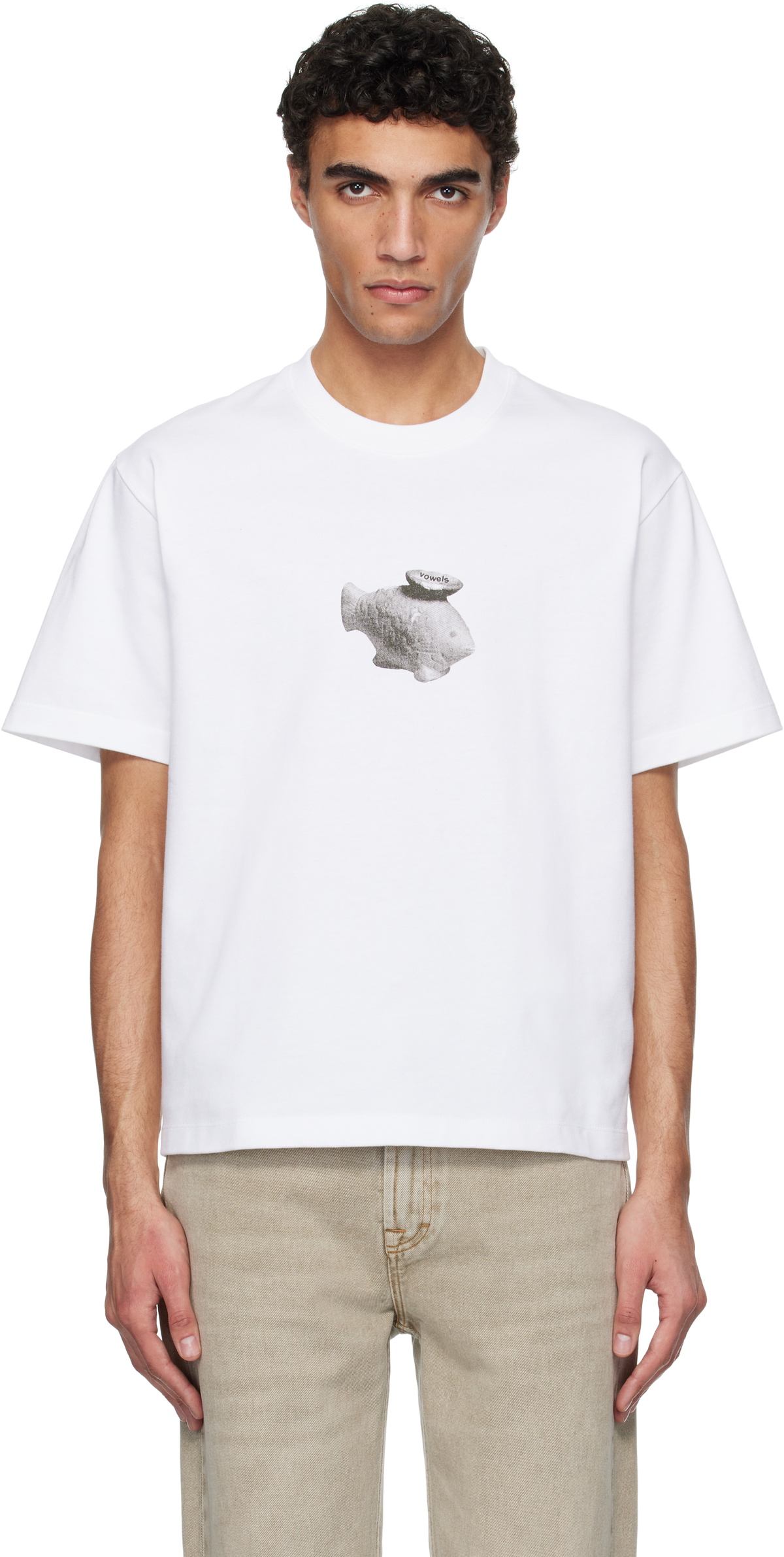 vowels White Ceramic T-shirt