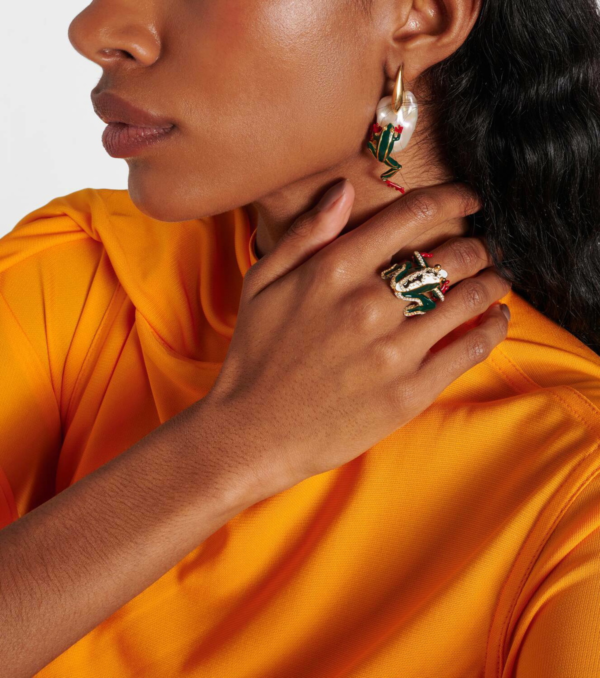 Bottega Veneta Rana embellished 18kt gold-plated sterling silver ring ...