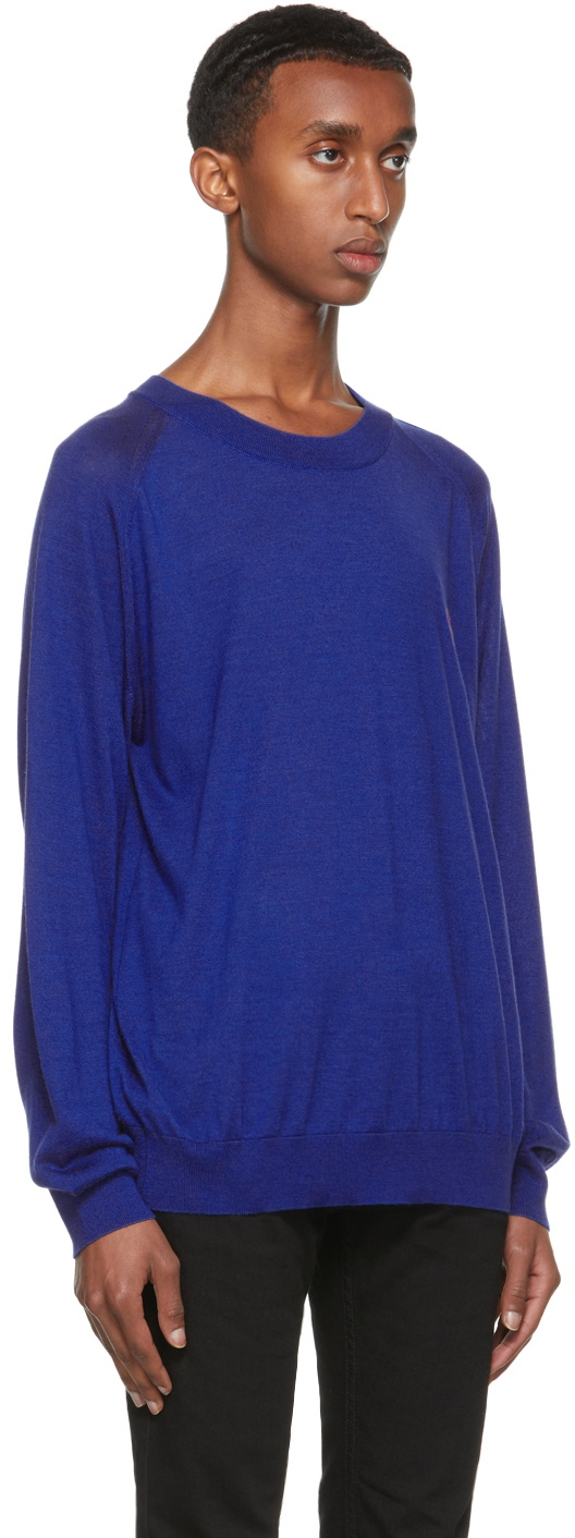 Versace Blue Embroidered Medusa Sweater Versace
