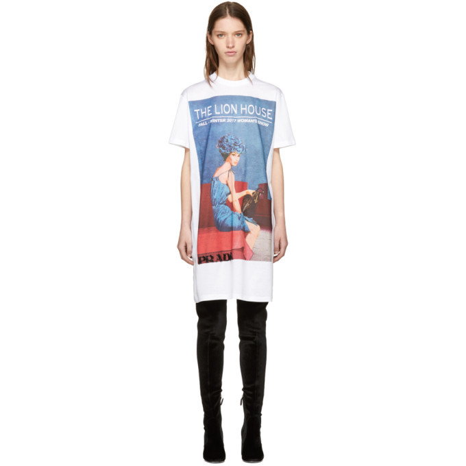 Prada White The Lion House Girl Poster T-Shirt Prada