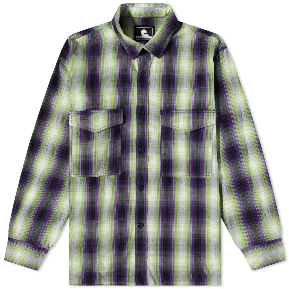Edwin Men's Big Overshirt in Purple/Green Edwin