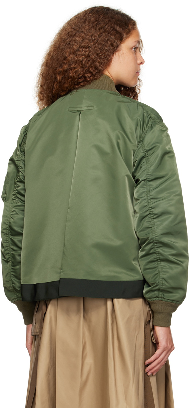 sacai Khaki Pleated Bomber Jacket Sacai