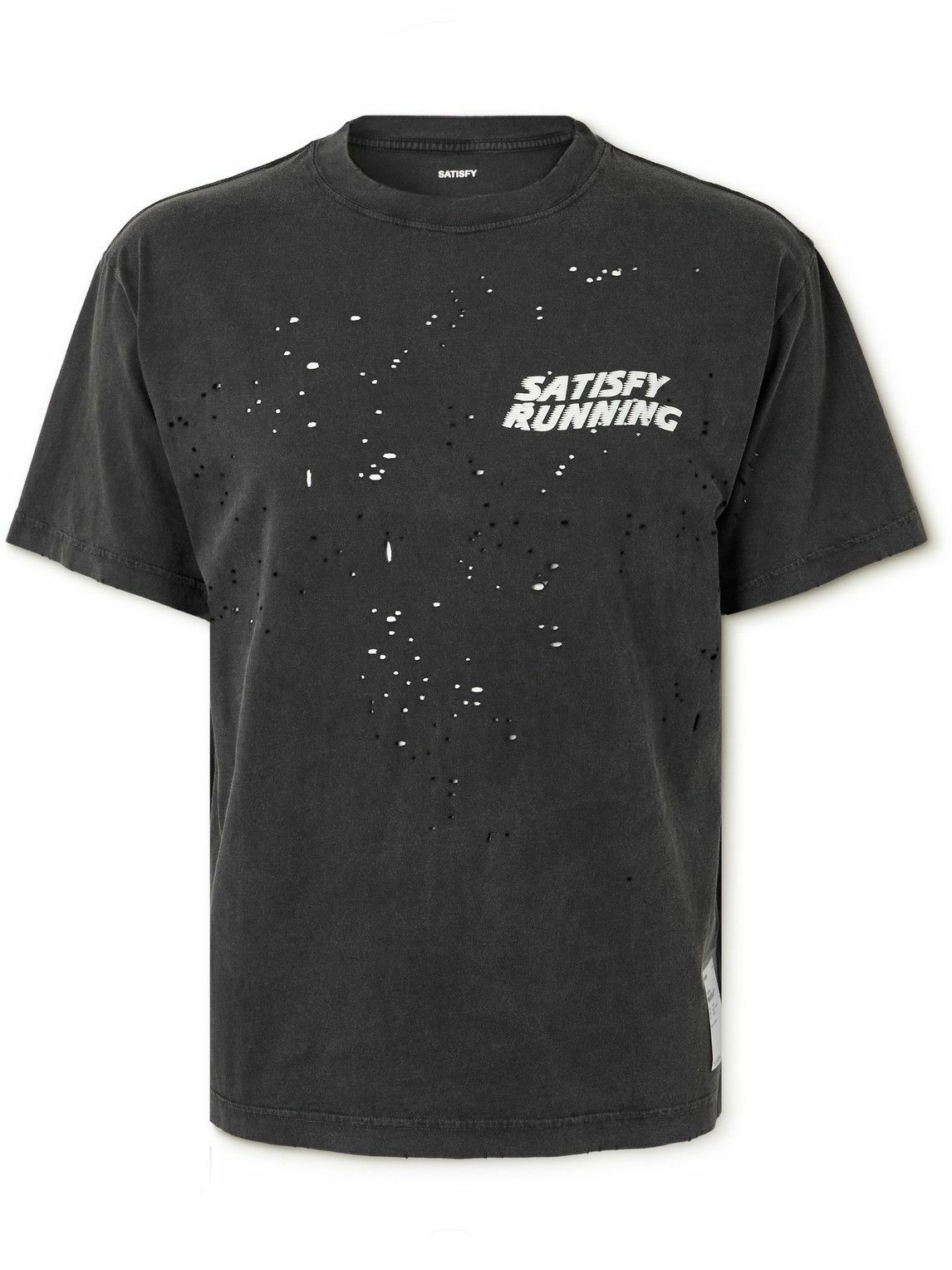 Satisfy - Logo-Print Distressed MothTech™ Cotton-Jersey T-Shirt - Black ...