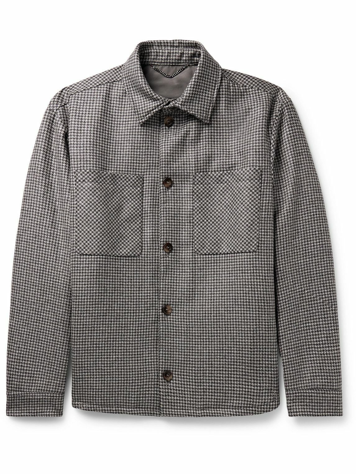Canali - Padded Houndstooth Wool Overshirt - Gray Canali