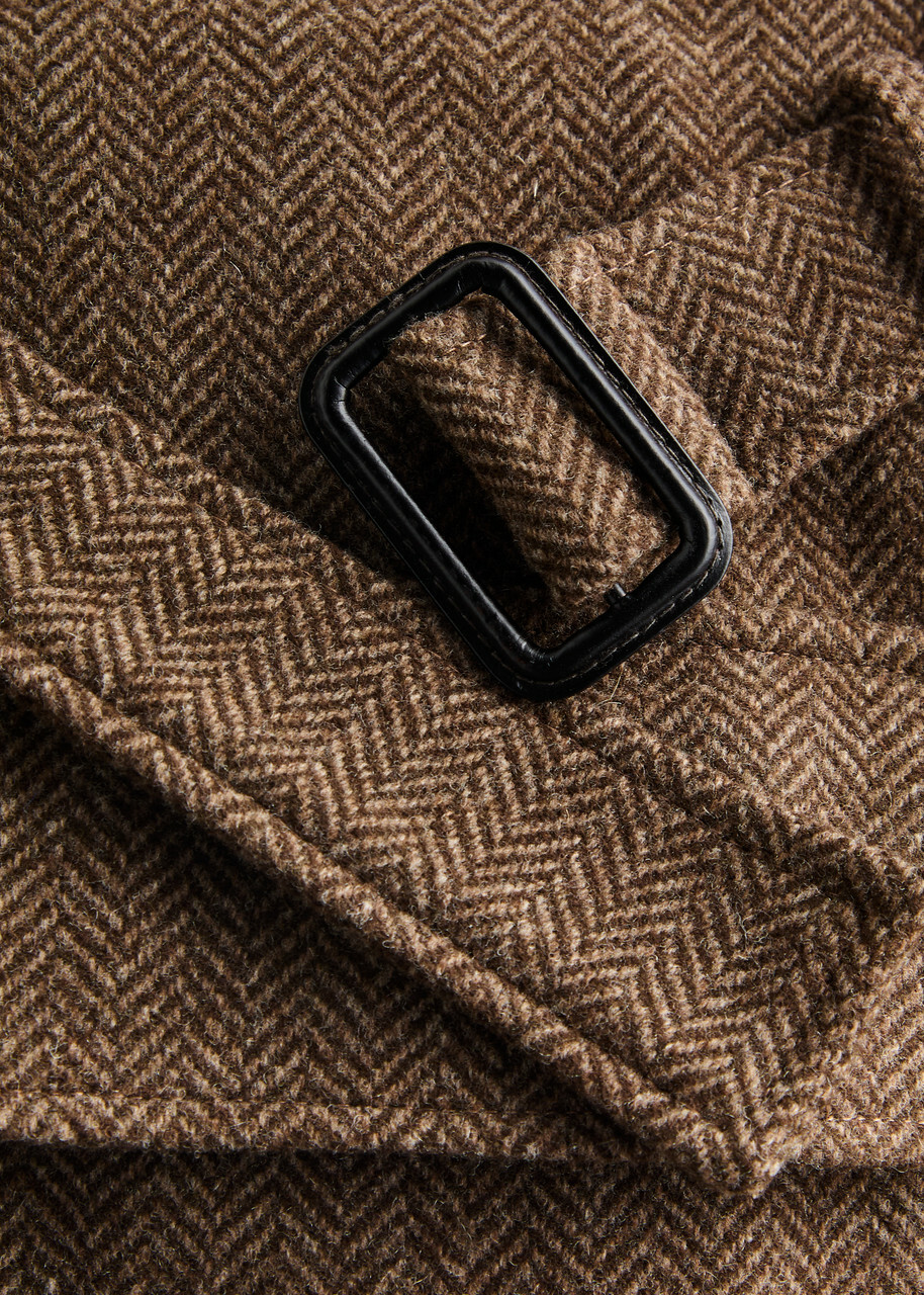 Oliver Spencer Grandpa Herringbone Wool Coat Brown Oliver Spencer