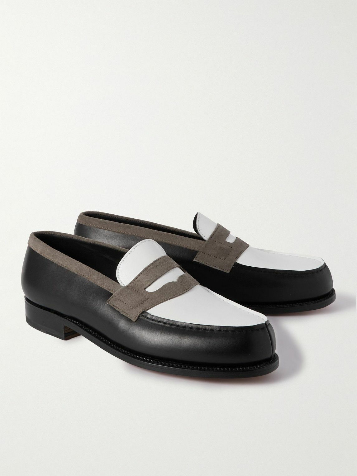 J.M. Weston - 180 Suede-Trimmed Leather Loafers - Black J.M. Weston