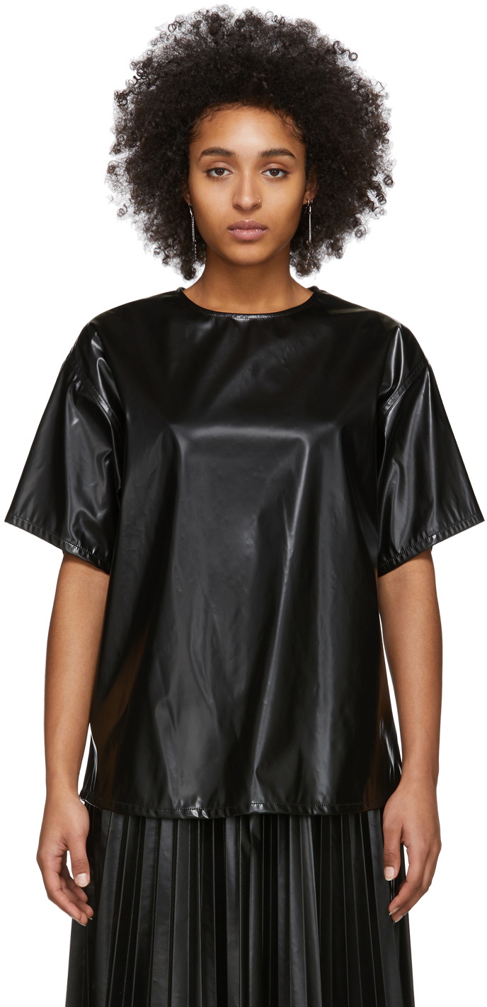 MM6 Maison Margiela Black Coated Zipped Blouse MM6 Maison Margiela