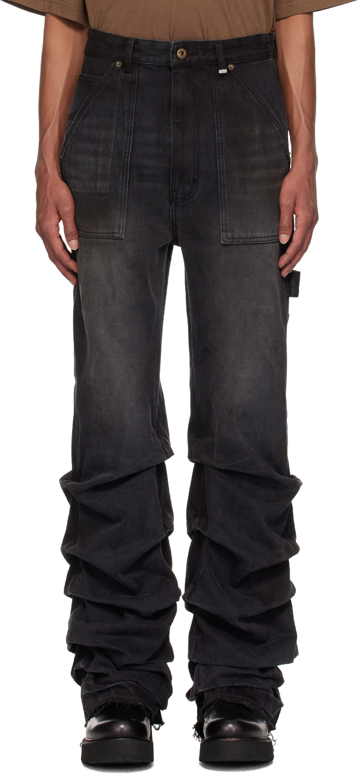 We11done Black Wrinkled Jeans We11done