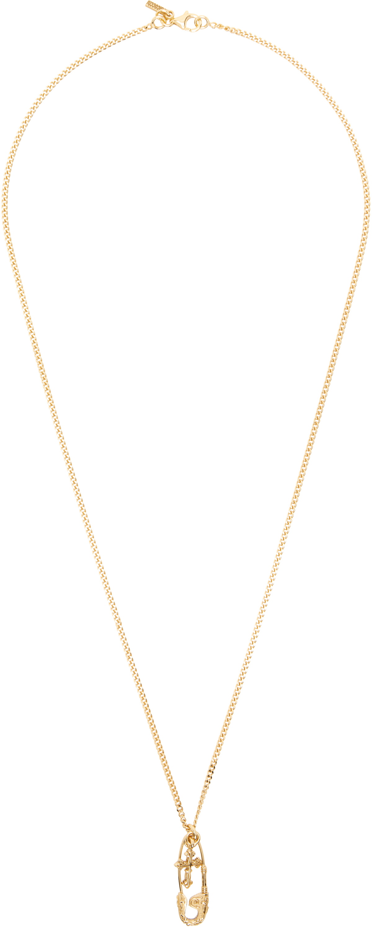 Emanuele Bicocchi Gold Safety Pin & Cross Necklace Emanuele Bicocchi