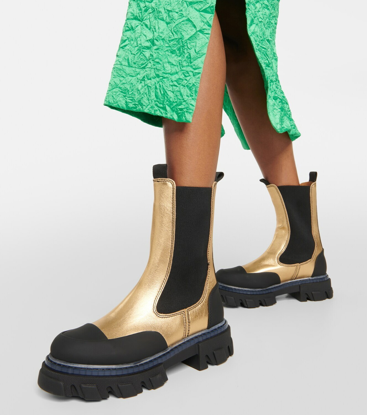 Ganni Metallic leather Chelsea boots GANNI