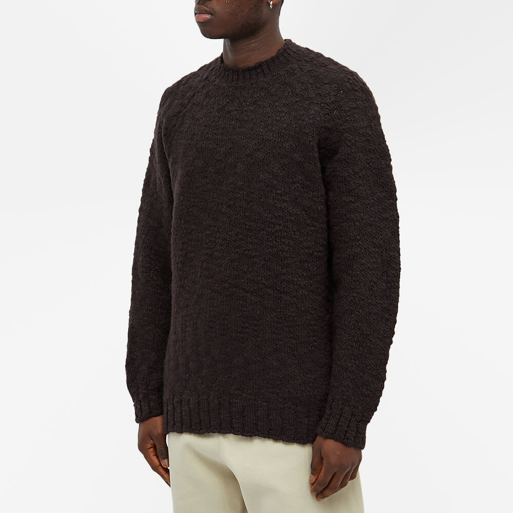 Auralee Men's Slub Crew Knit in Dark Brown Auralee