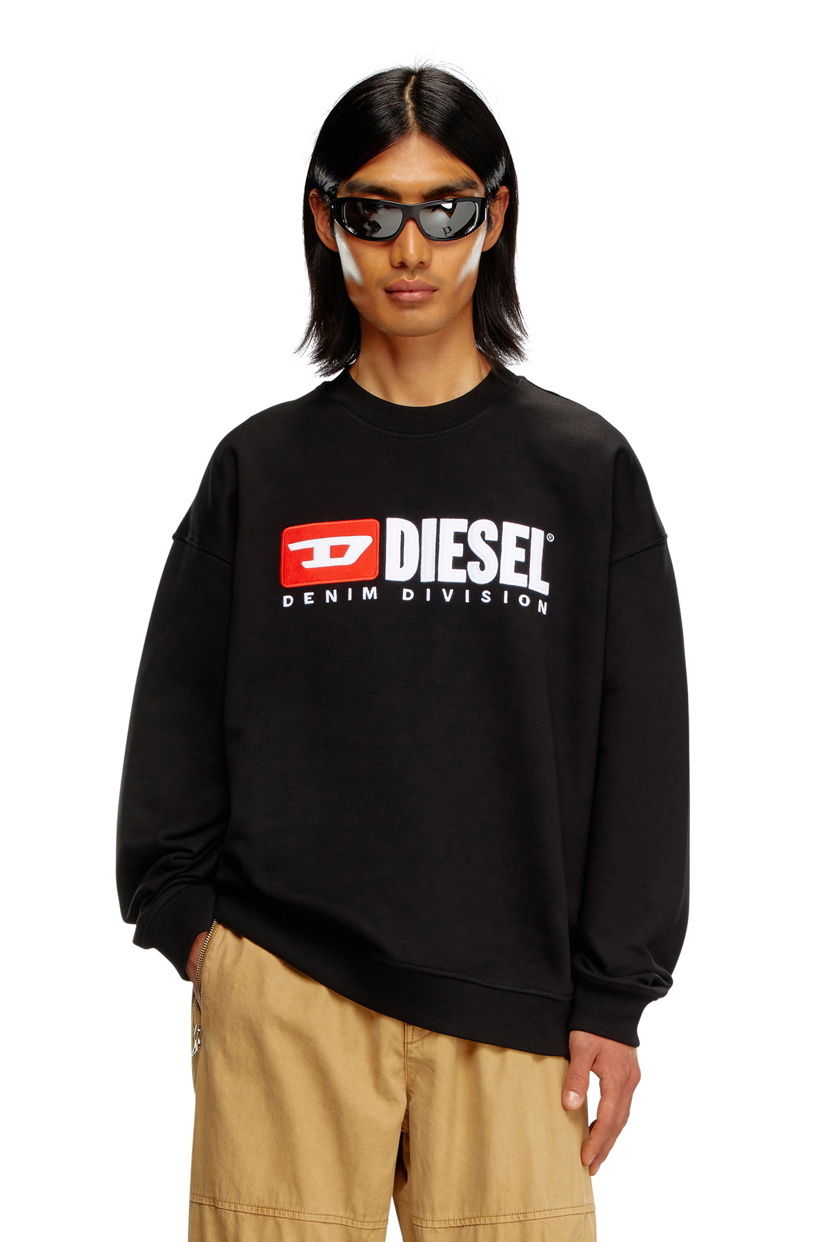 Diesel Sweatshirt with Denim Division logo - Sweaters Mens in Black Diesel