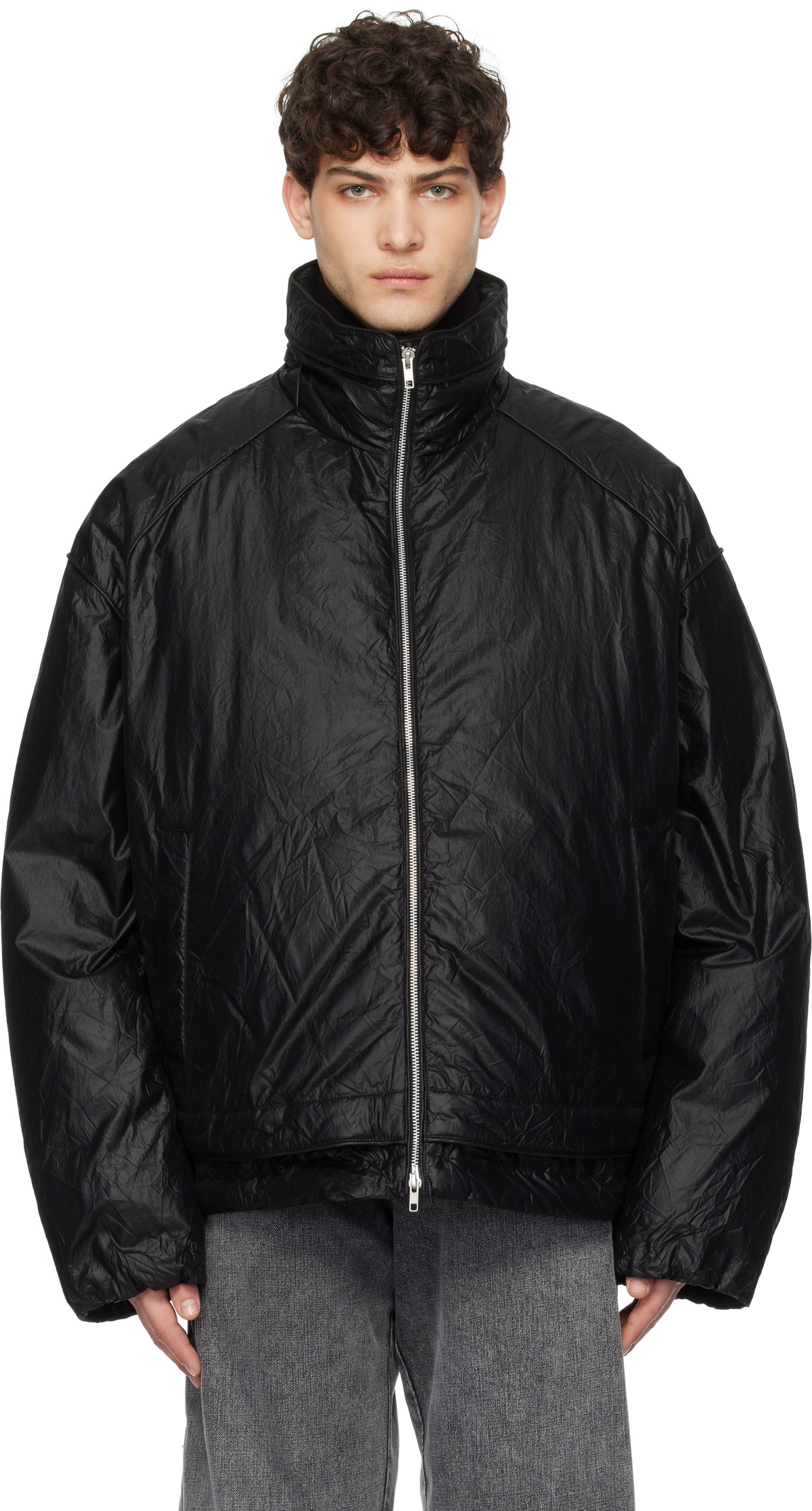 Juun.J Black Wrinkle Goose Down Jacket Juun.J