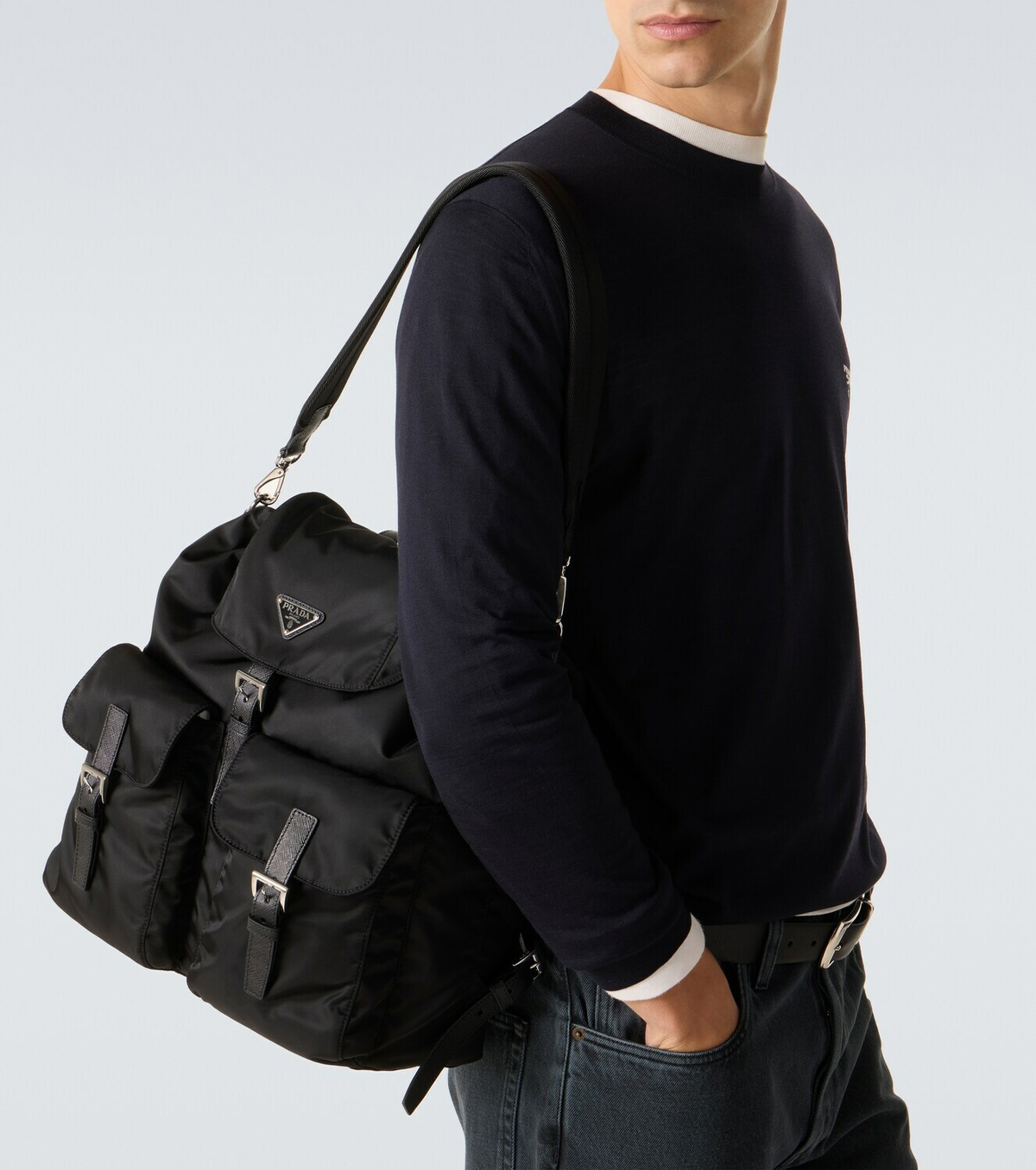 Prada Re-Nylon leather-trimmed backpack Prada