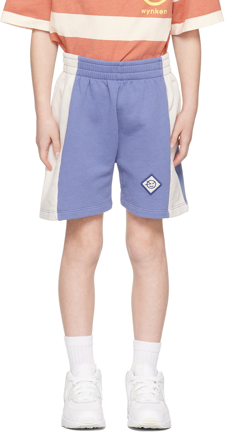 Wynken Kids Blue & Off-White Side Panel Shorts Wynken