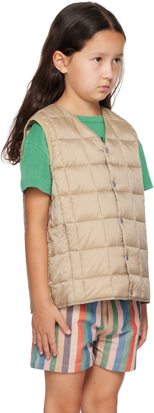TAION Kids Beige V-Neck Down Vest Taion Extra