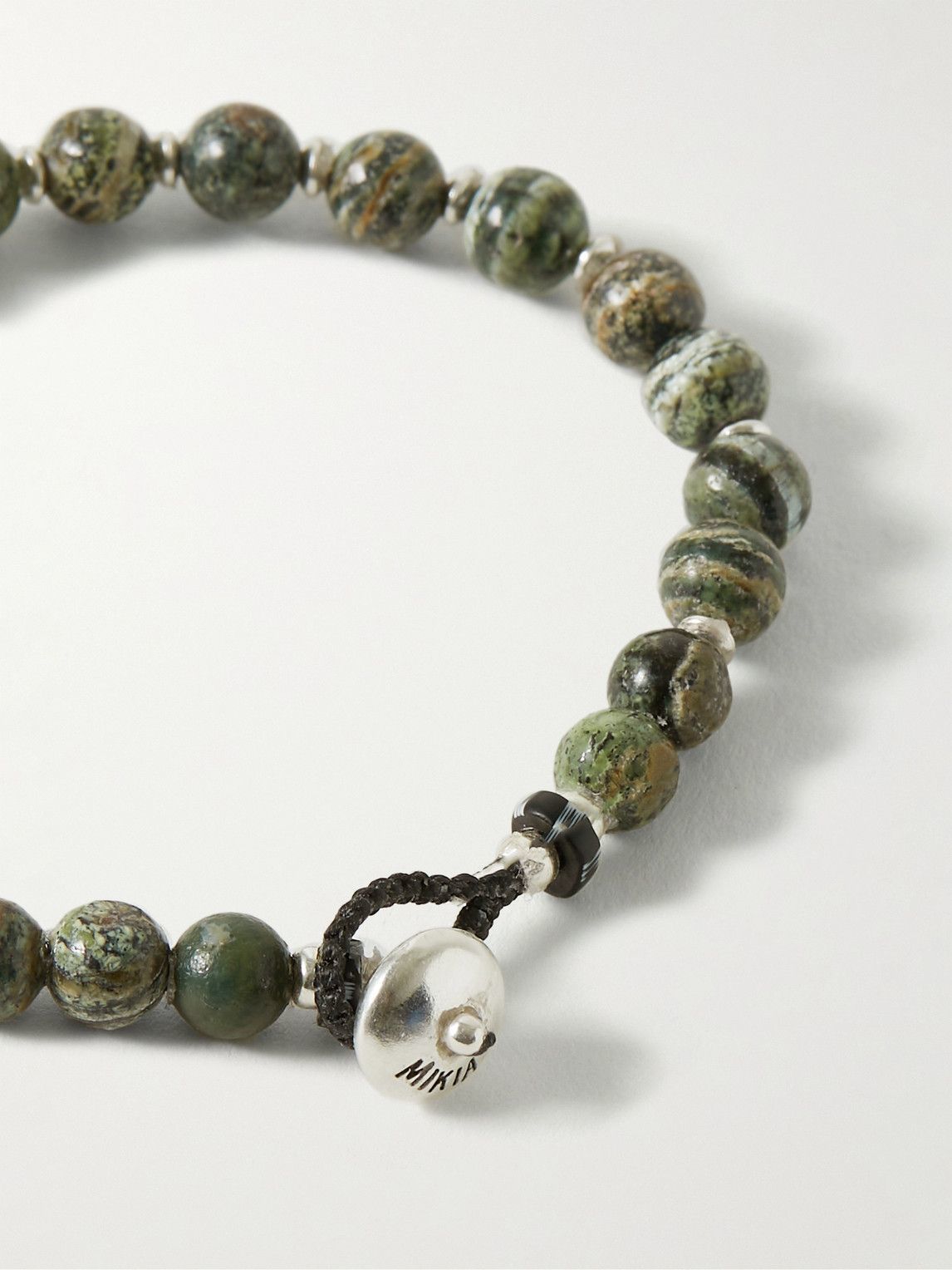 Mikia - Silver Serpentine Beaded Bracelet - Green Mikia