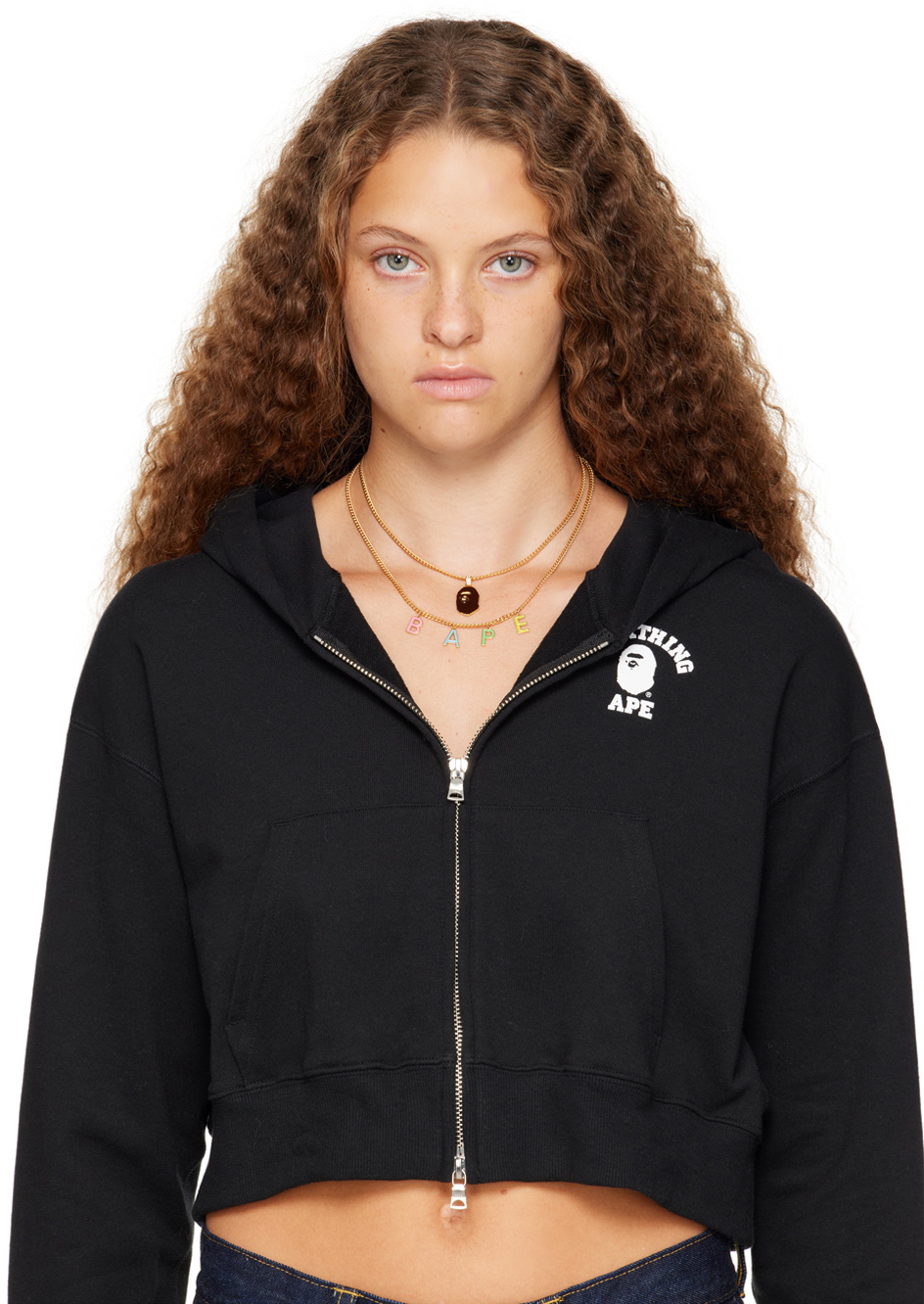 BAPE Gold Ape Head Double Chain Necklace A Bathing Ape