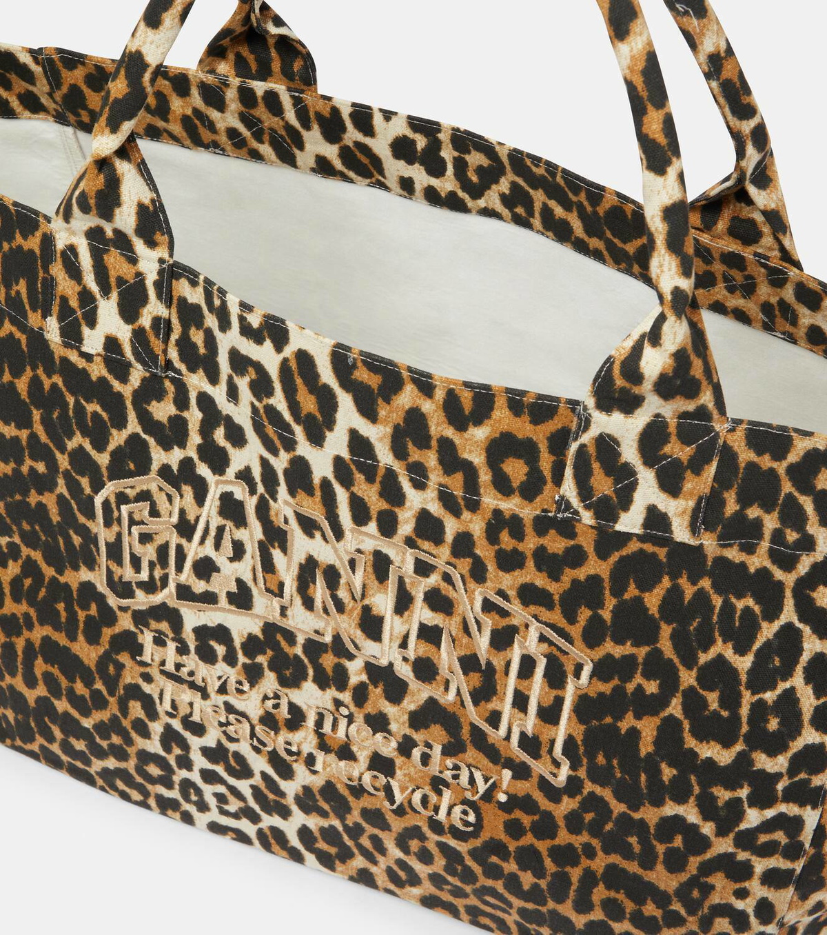 Ganni Leopard-print canvas tote bag GANNI