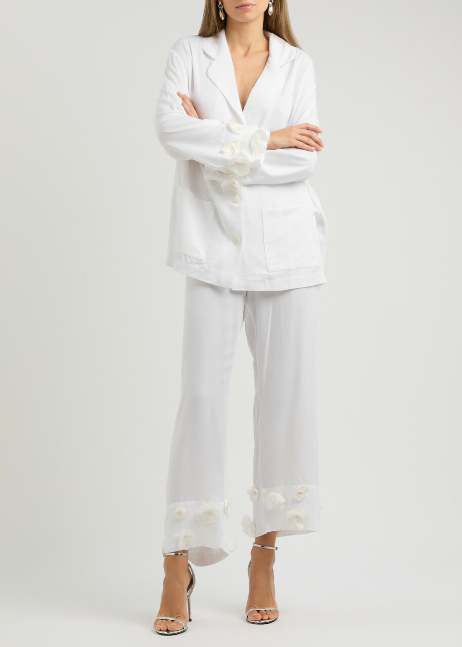 Sleeper The Bloom Floral-appliqué Twill Pyjama set White Sleeper