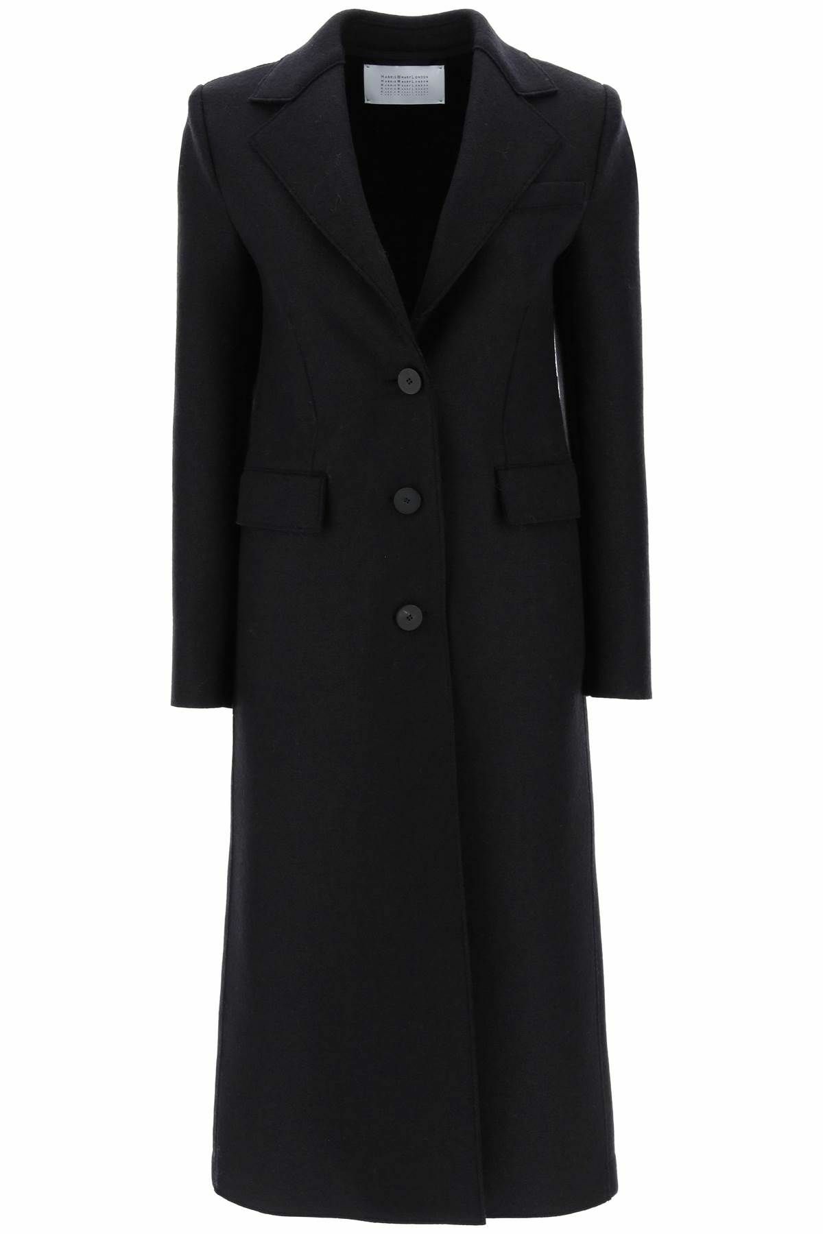 HARRIS WHARF LONDON single-breasted coat in pressed wool Black Harris ...