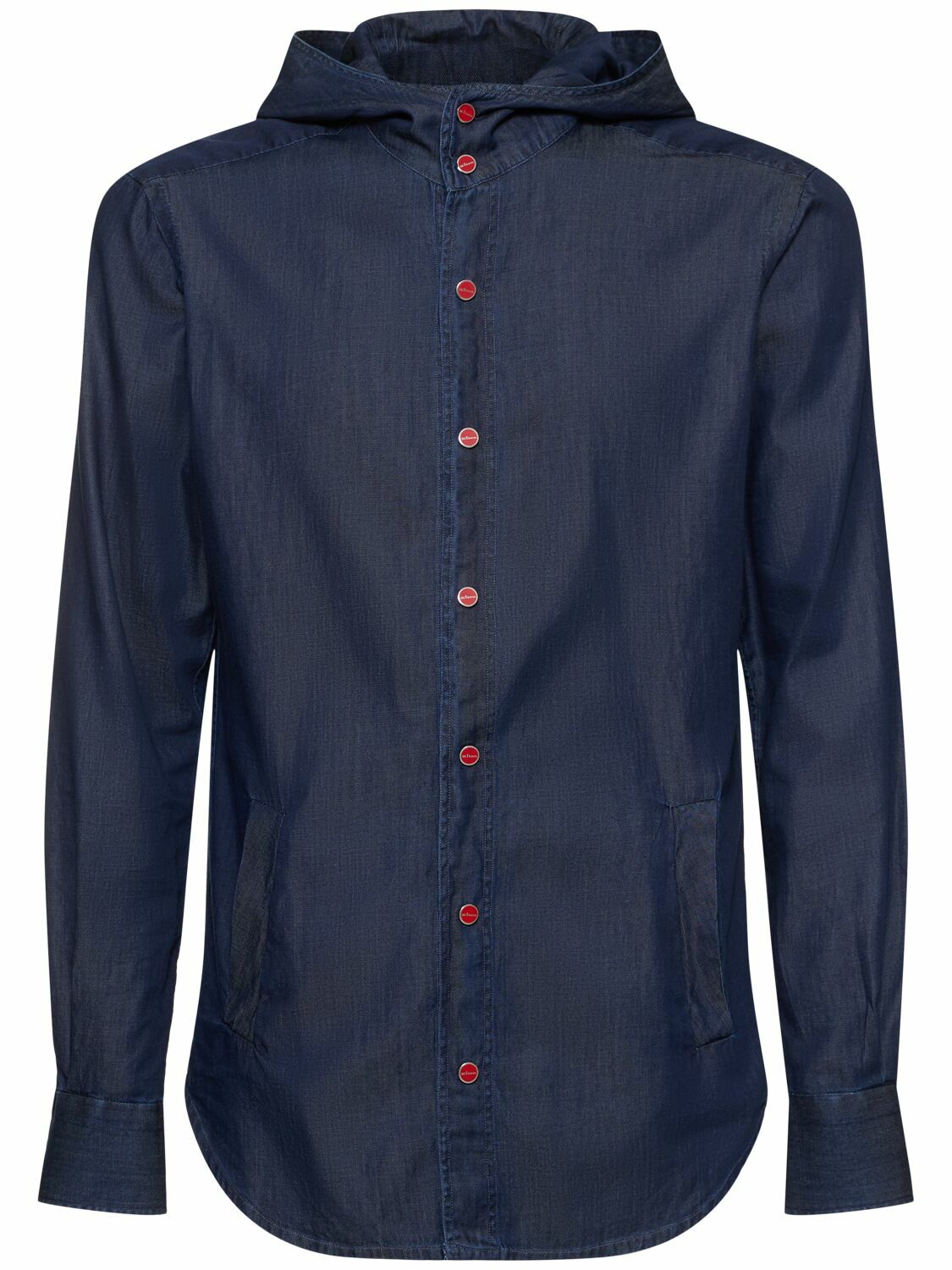 KITON Hooded Cotton Denim Shirt Kiton