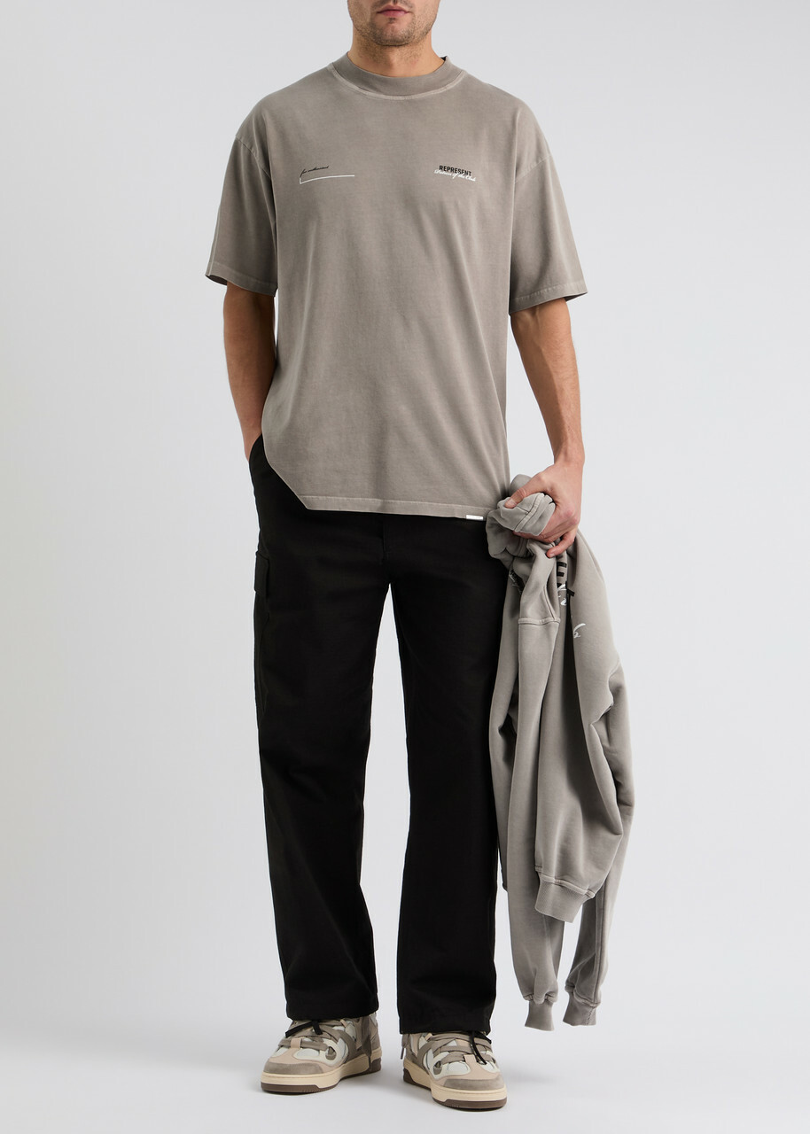 Represent Patron Of The Club Printed Cotton T-shirt Grey Represent