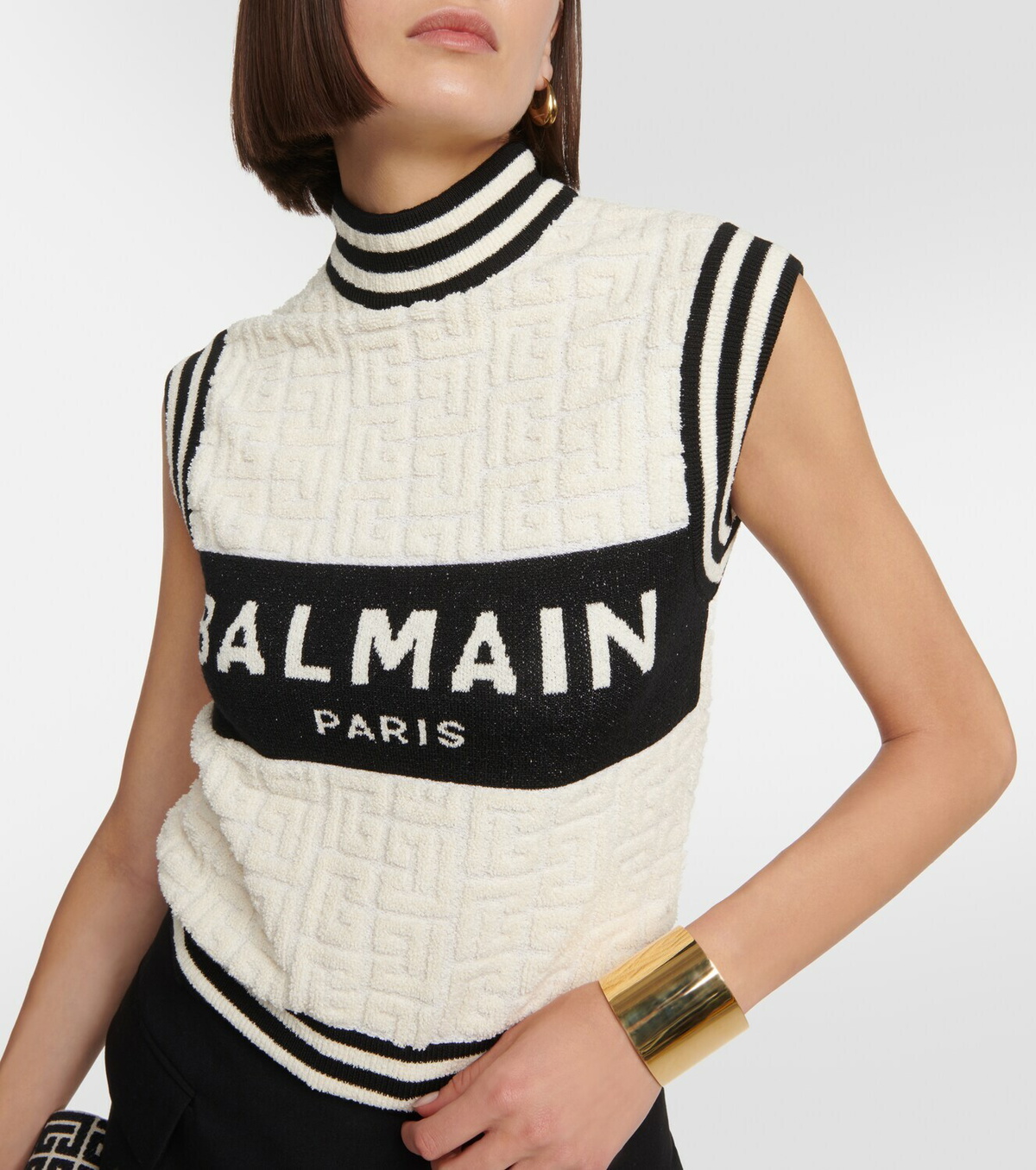 Balmain Logo jacquard bouclé top Balmain