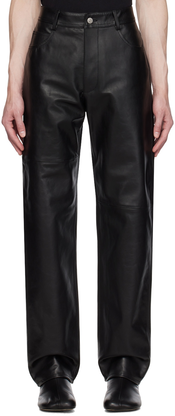 MM6 Maison Margiela Black Paneled Leather Pants MM6 Maison Margiela