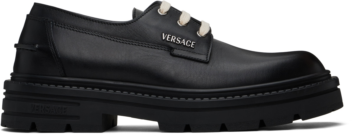 Versace Black Adriano Lace-Up Derbys Versace