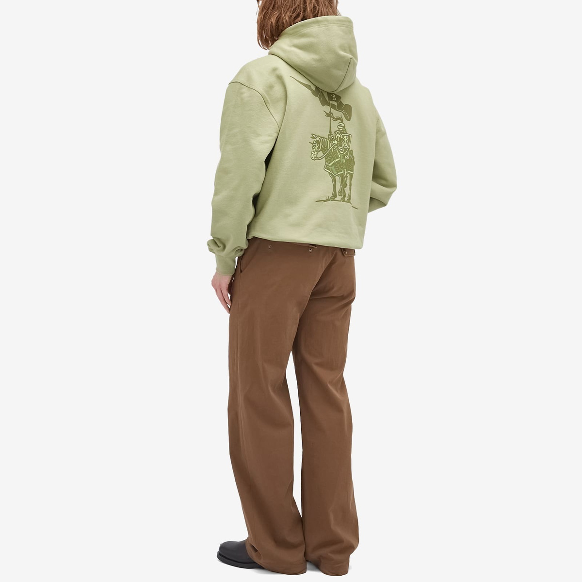 Burberry Men's Flagpole Knit Logo Hoodie in Artichoke Burberry