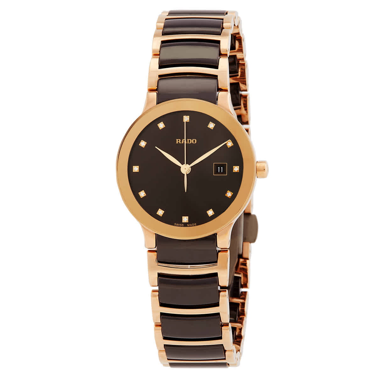Rado Centrix Quartz Diamond Brown Dial Ladies Watch R30555724 Rado