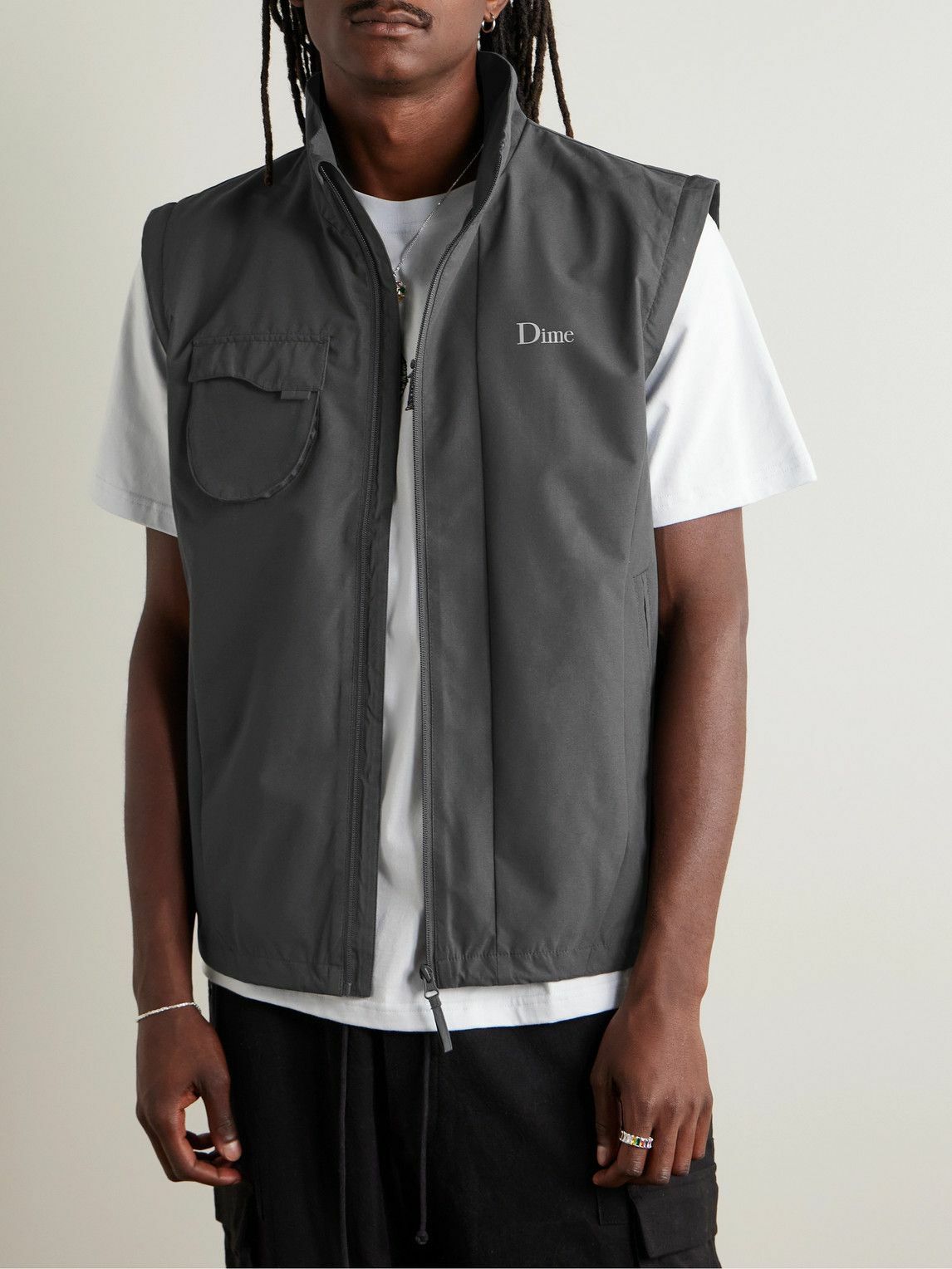 DIME - Convertible Logo-Print Canvas Jacket - Gray Dime